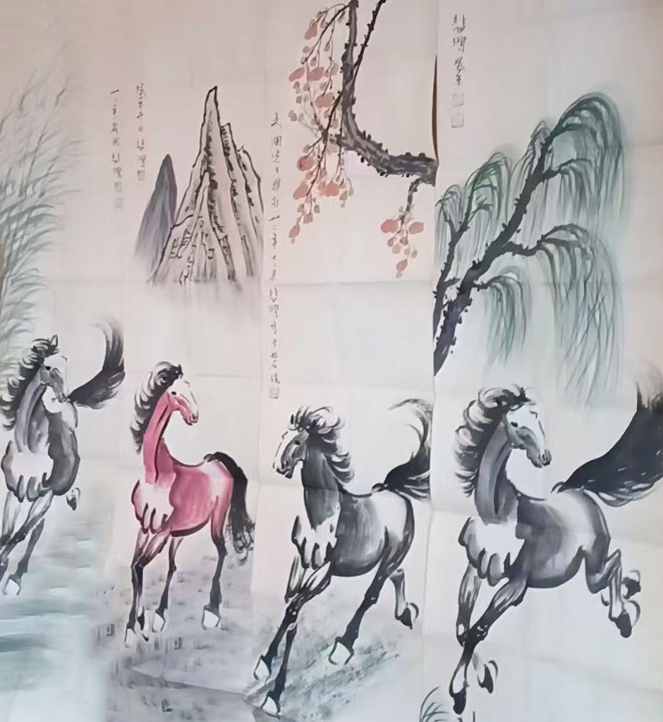 图片[1]-徐悲鸿马四条屏-国博文物